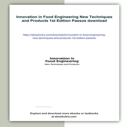 Innovation in Food Engineering New Techniques and Products 1st Edition ...