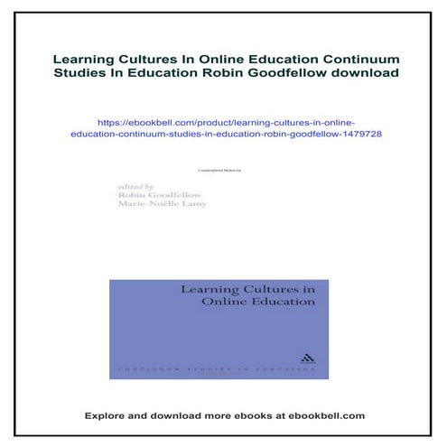 Learning Cultures In Online Education Continuum Studies In Education ...