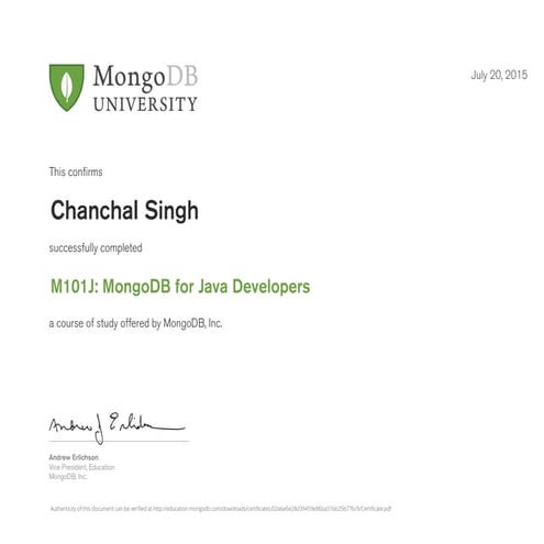 MongoDB_Certificate | PDF | Web Development | Internet