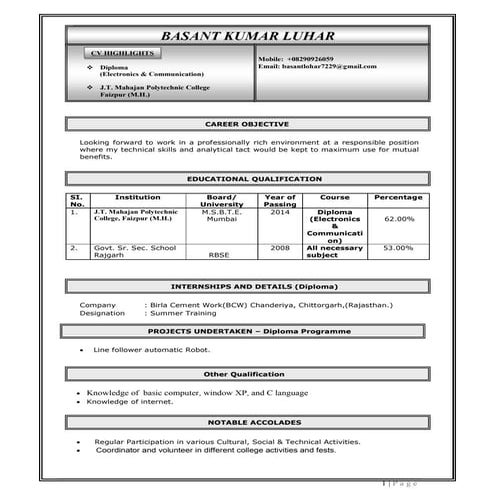 BASANT RESUME | PDF