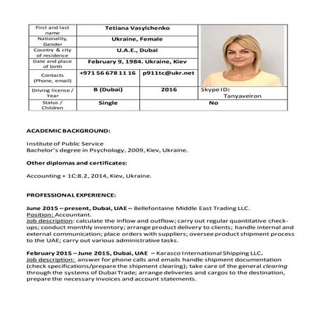 CV Tanya | DOCX