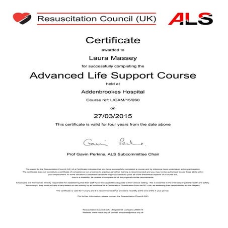 LM ALS Certificate 150330 | PDF