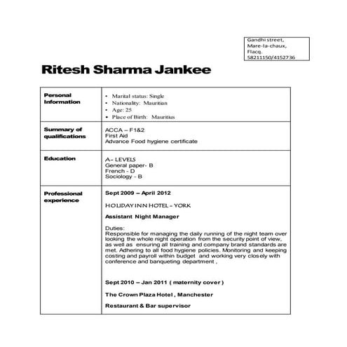 Curriculum Vitae Daniel De Araujo | DOCX