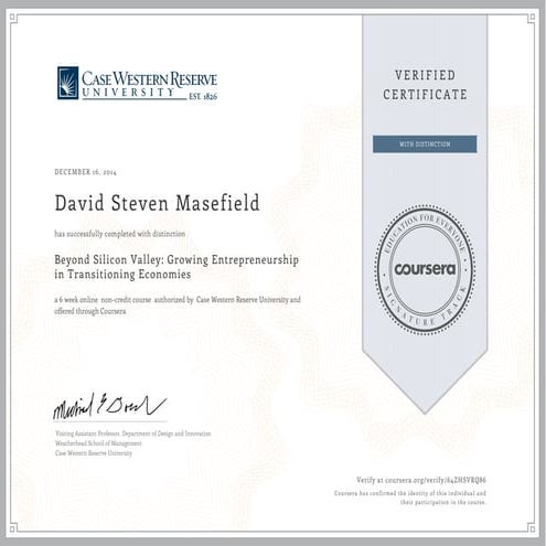 Case Western Reserve University 2014 Distinction Certificate | PPT