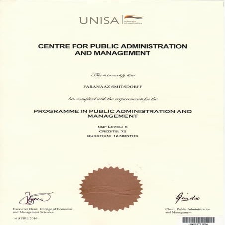 Certificate Public Admin and Man | PDF
