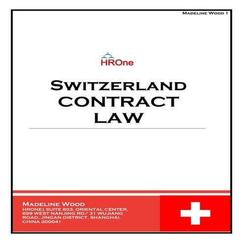 Swiss Contract Law | PDF