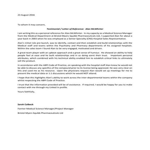 Testimonial Letter | PDF