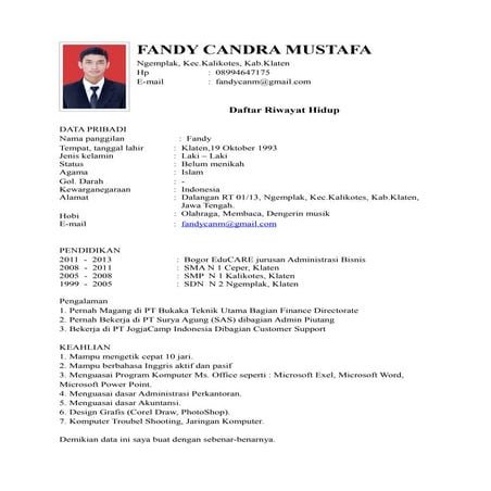 Cv. Fandy Candra M. | PDF