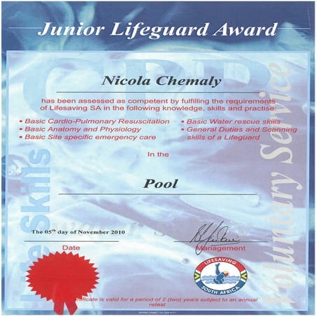 Lifeguard Award NC | PDF