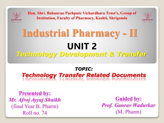 Technology transfer from R&D to production | PPT