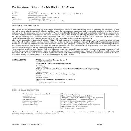 Richard Allen CV 270515 | DOC