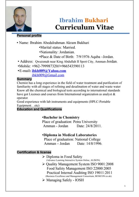 cv correct | DOCX | Chemistry | Science