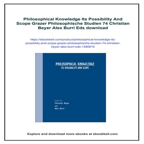 Philosophical Knowledge Its Possibility And Scope Grazer Philosophische ...