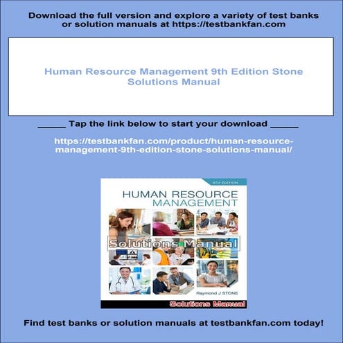 Human Resource Management 9th Edition Stone Solutions Manual | PDF