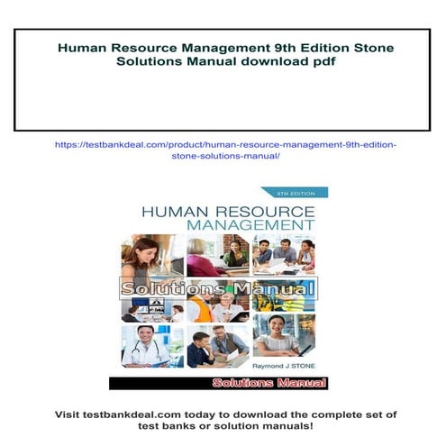 Human Resource Management 9th Edition Stone Solutions Manual | PDF