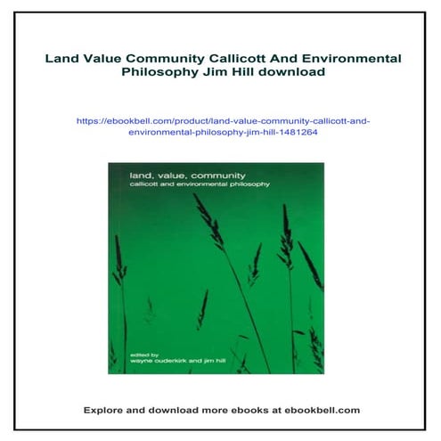 Land Value Community Callicott And Environmental Philosophy Jim Hill | PDF