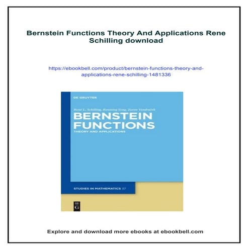 Bernstein Functions Theory And Applications Rene Schilling | PDF