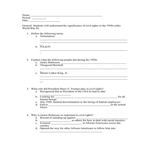 1950s reading guide-student | DOC | Debated Sensitive Social Issues ...