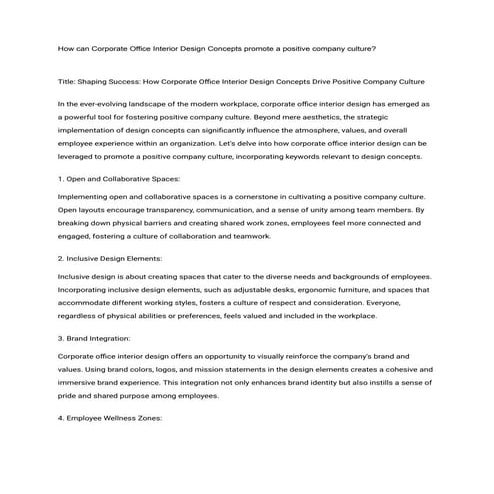 Corporate Office Interior Design Concepts | PDF