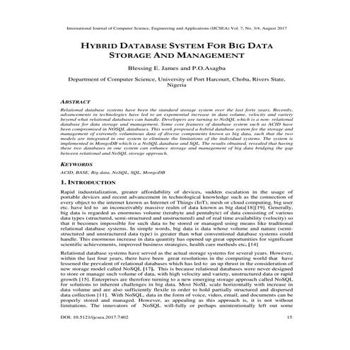 Hybrid Database System For Big Data Storage And Management Pdf