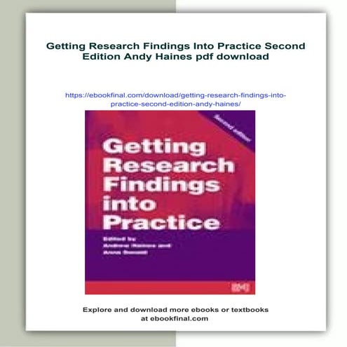 Getting Research Findings Into Practice Second Edition Andy Haines | PDF