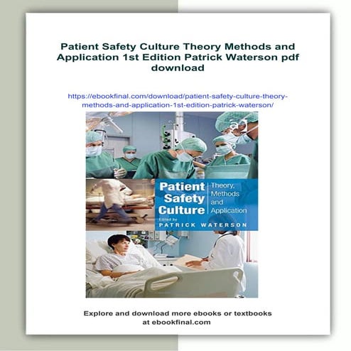 Patient Safety Culture Theory Methods and Application 1st Edition ...