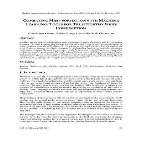 Combating Misinformation With Machine Learning Tools For Trustworthy News Consumption Pdf