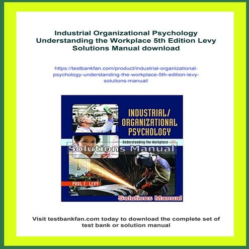 Industrial Organizational Psychology Understanding the Workplace 5th ...