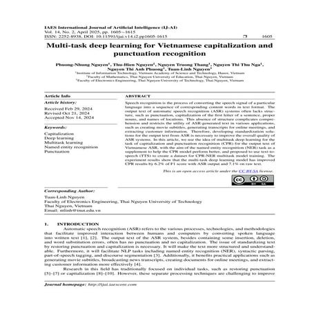 Multi-task deep learning for Vietnamese capitalization and punctuation recognition | PDF