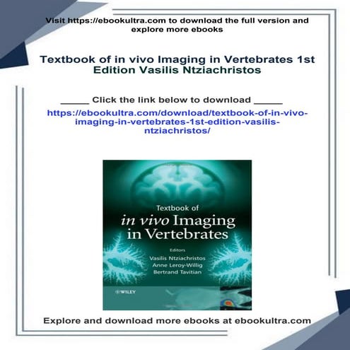 Textbook of in vivo Imaging in Vertebrates 1st Edition Vasilis ...