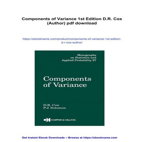 Components of Variance 1st Edition D.R. Cox (Author) | PDF