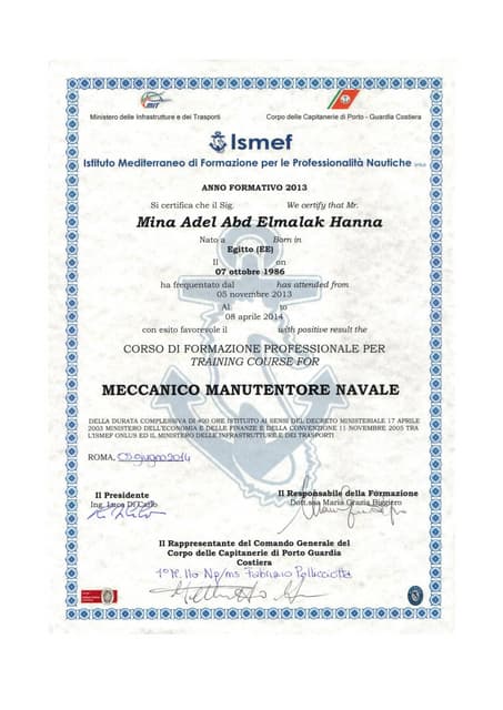 Italian certificate 1 | PDF