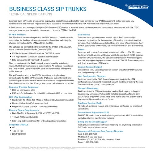 SIP Tech Specs | PDF