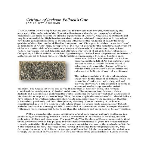Art Critique One Jackson Pollock | PDF