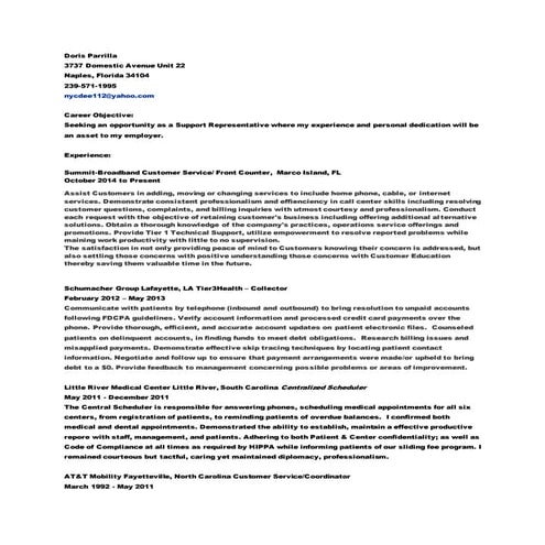 DorisParrilla Resume | DOCX | IT and Internet Support | Internet