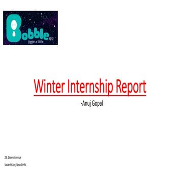 Winter Internship Report | PPTX