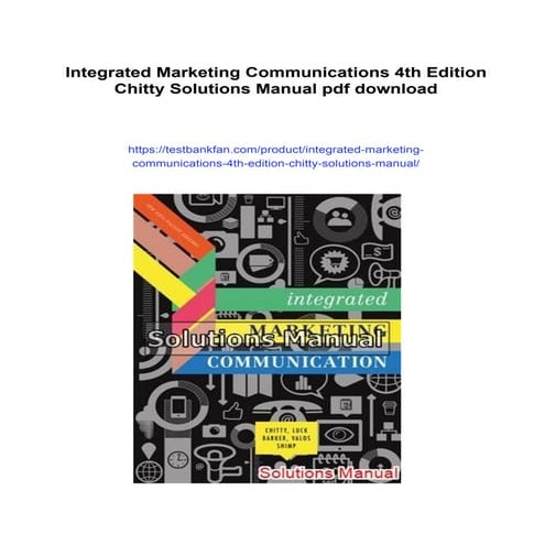 Integrated Marketing Communications 4th Edition Chitty Solutions Manual ...