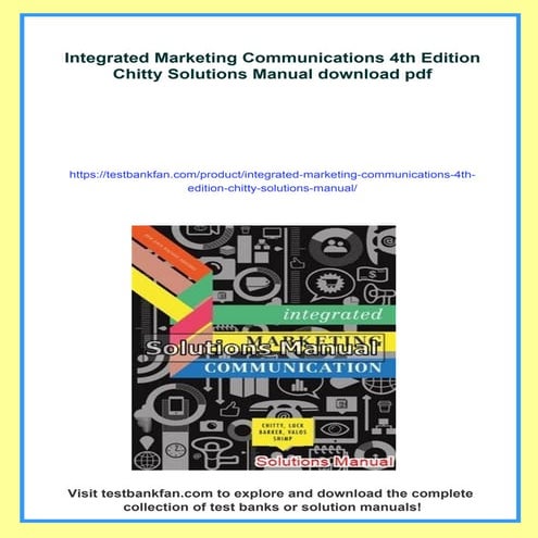 Integrated Marketing Communications 4th Edition Chitty Solutions Manual | PDF