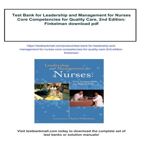 Test Bank for Leadership and Management for Nurses Core Competencies ...