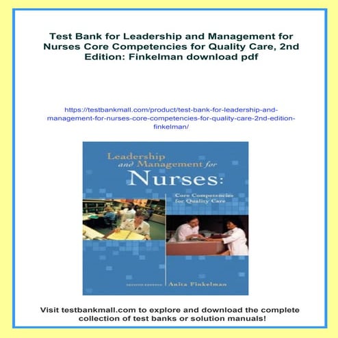 Test Bank for Leadership and Management for Nurses Core Competencies ...