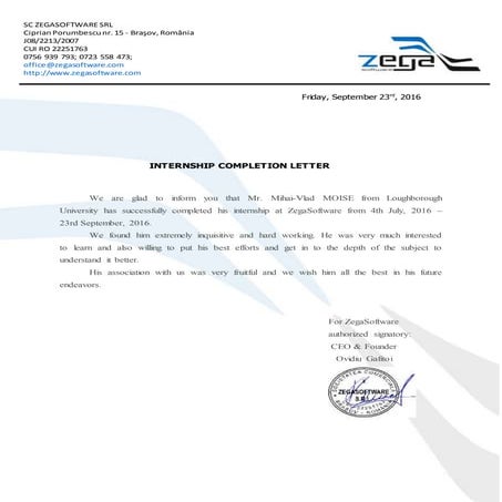 Internship letter | DOCX