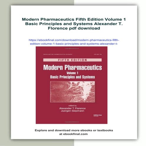 Modern Pharmaceutics Fifth Edition Volume 1 Basic Principles and ...