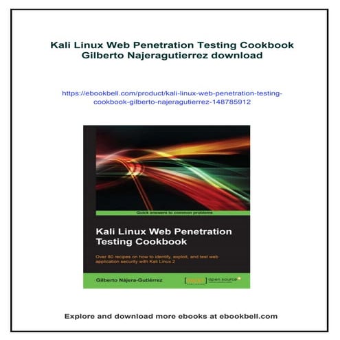 Kali Linux Web Penetration Testing Cookbook Gilberto Najeragutierrez | PDF