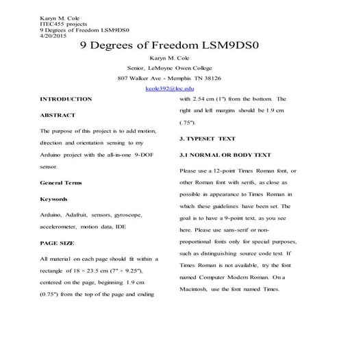 9 Degrees of Freedom LSM9DS0 | PDF