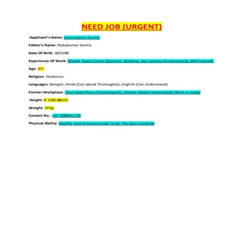NEED JOB | DOCX