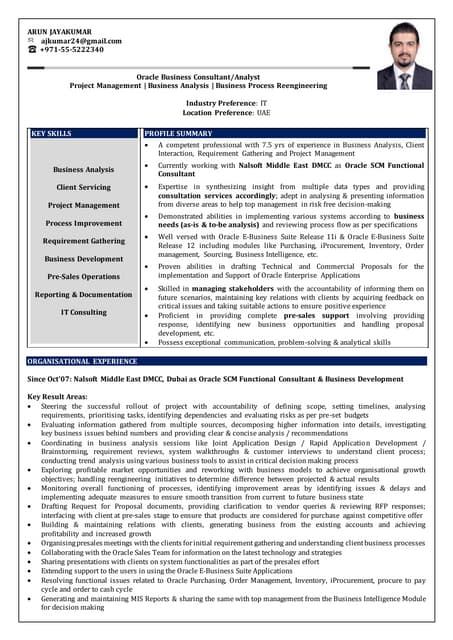 Arunkumar Resume | DOC | Business | Business and Finance