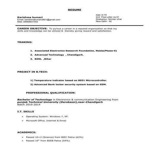 karishma resume | DOC