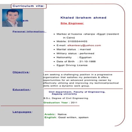 C.V. - Civil Enginner - Amr Atef - English - 2015 | PDF