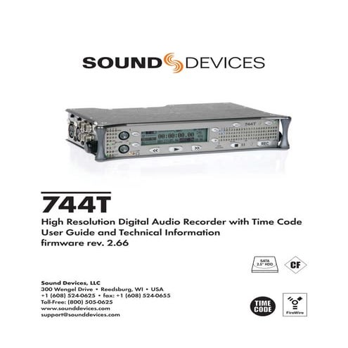 Sound Devices 744T | PDF | Digital Audio | Computer Software and ...
