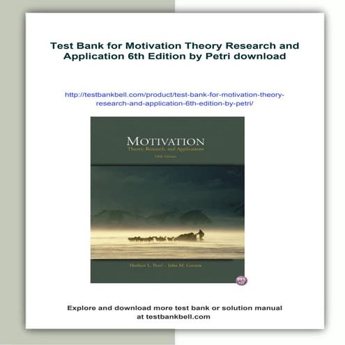 Test Bank for Motivation Theory Research and Application 6th Edition by ...